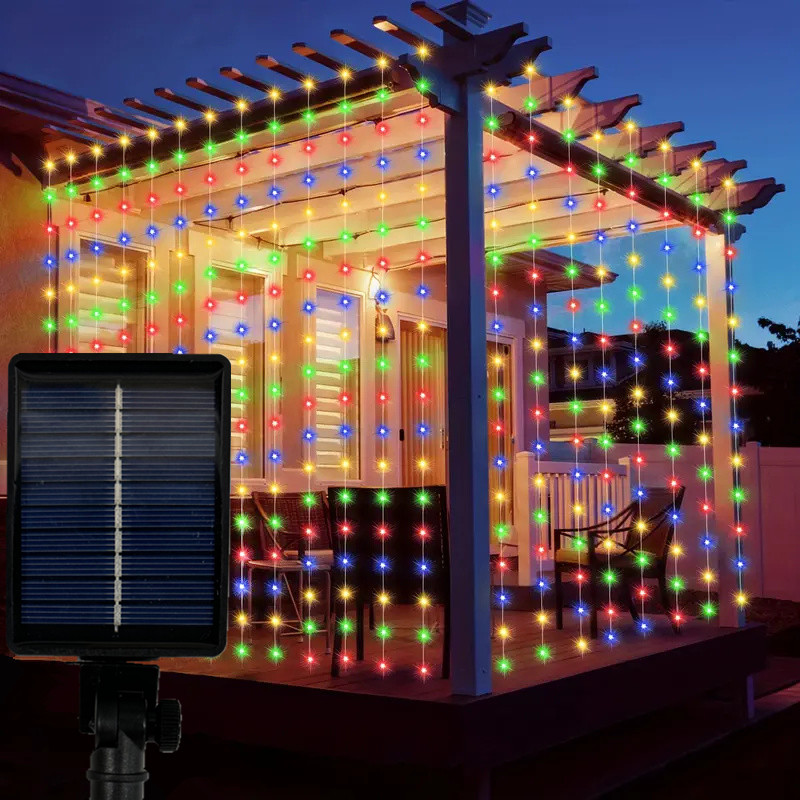 Outdoor Solar Curtain String Lights Decor Garden P... – Vicedeal