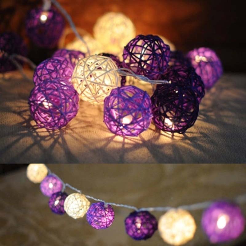 YIMIA Purple White 5m 20 Balls LED String Fairy Li... – Vicedeal