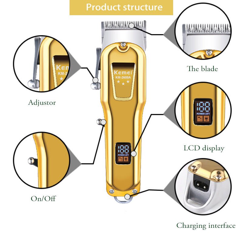 Kemei Professionele Alle-Metalen Tondeuse Haar Sni... – Grandado