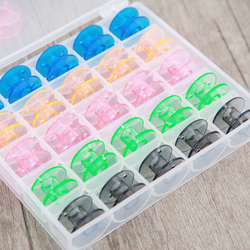25PCS/Set Colorful Plastic Bobbins Box Set Sewing ... – Grandado