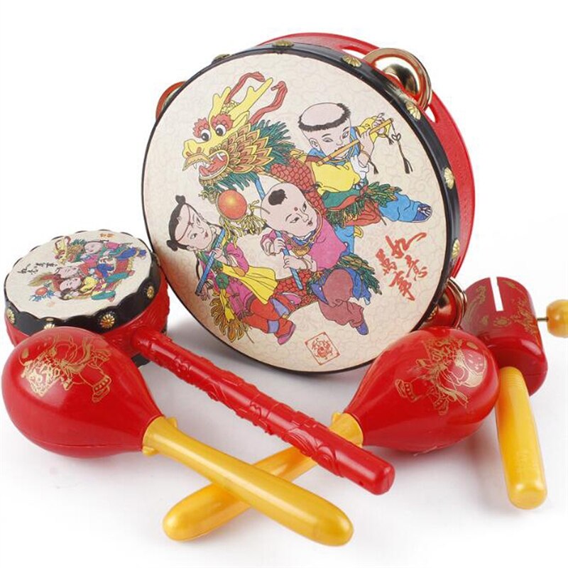 Red Rattled-Drums Sets Baby Drum Hammer Rattle Toy... – Vicedeal