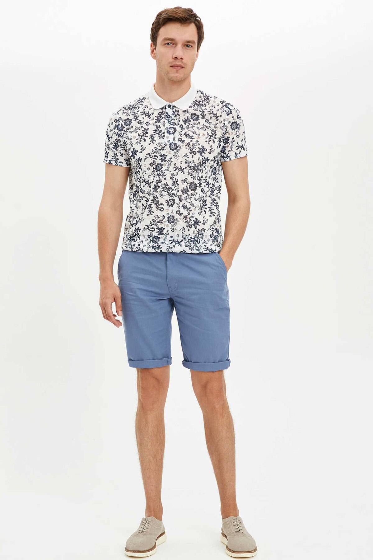 DeFacto Summer Simple Print Leisure Mens Short-Sle... – Vicedeal