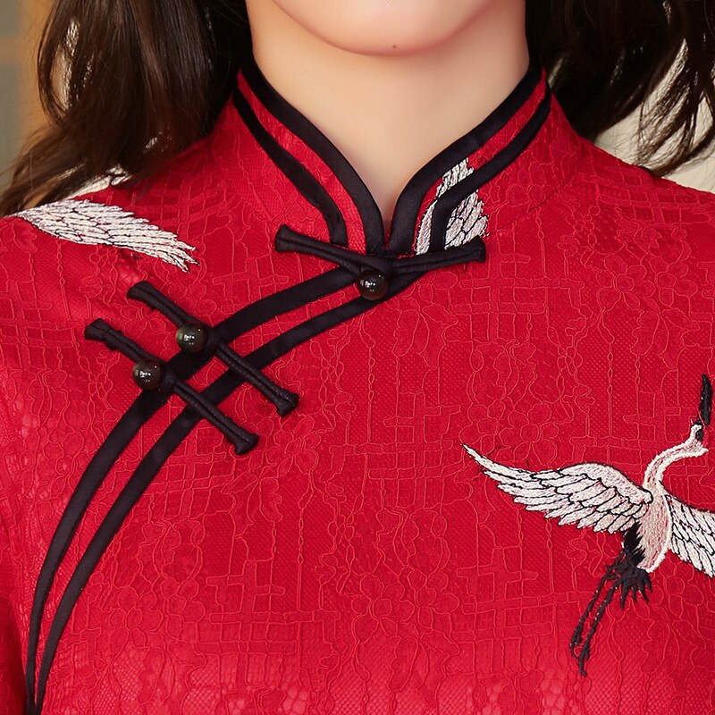 Women's Autumn Composite Lace Cheongsam Qipao Dres... – Grandado