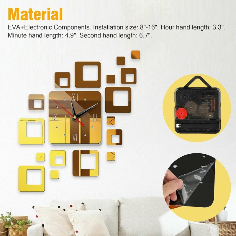 Modern style DIY 3d Large wall clock stickers Kitc... – Grandado