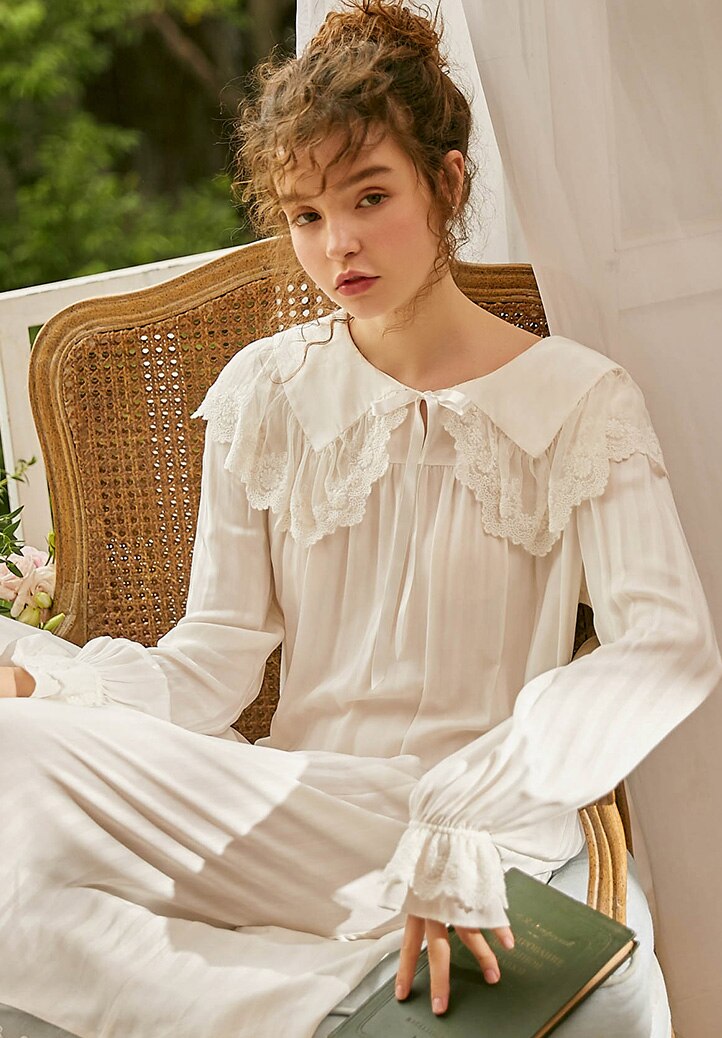 Women Lolita Dress White Princess Sleepshirts Vint... – Grandado