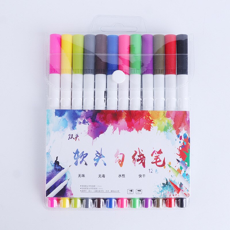 Color Water-based Double-head Marker Pen Set Water... – Vicedeal