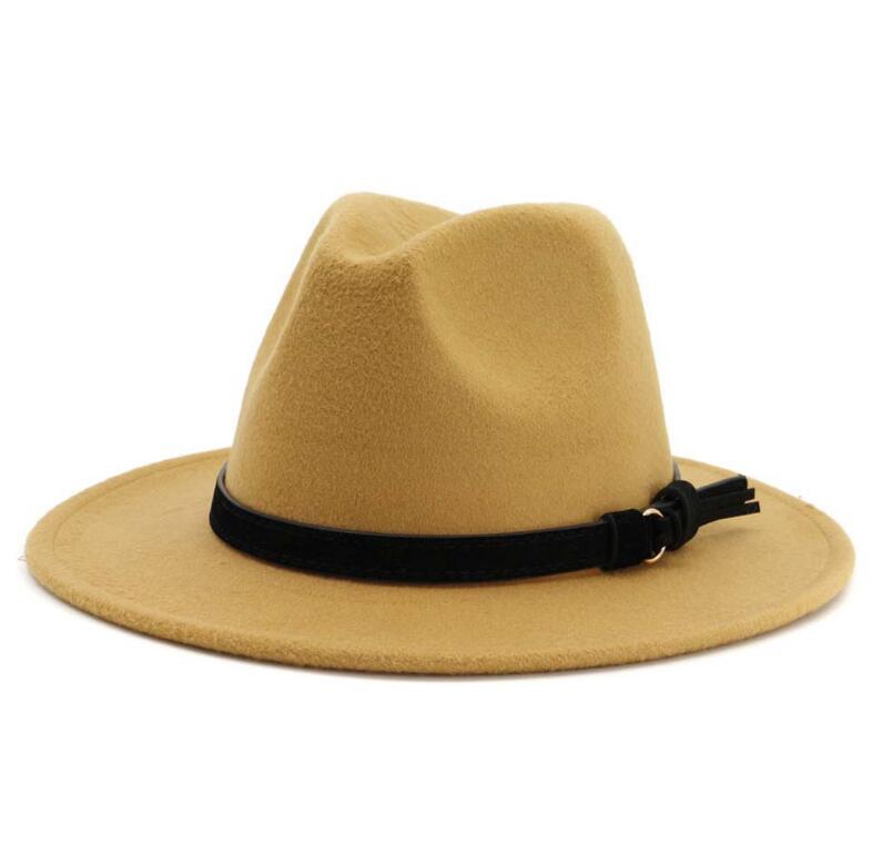 Patchwork Felt Jazz Fedora Hats Belt Buckle Decor ... – Grandado