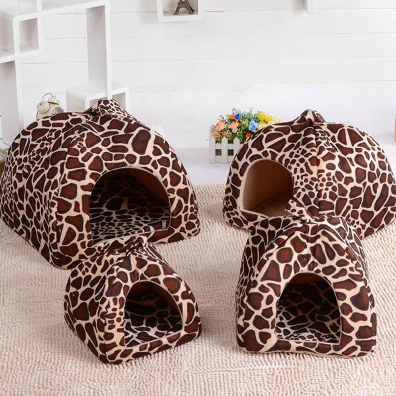 Soft Strawberry Leopard Dog Cat House Tent Kennel ... – Grandado