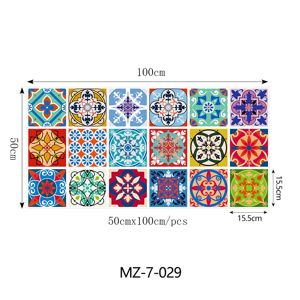 Colorful Floral Pattern Matte Tiles Sticker Transf... – Vicedeal