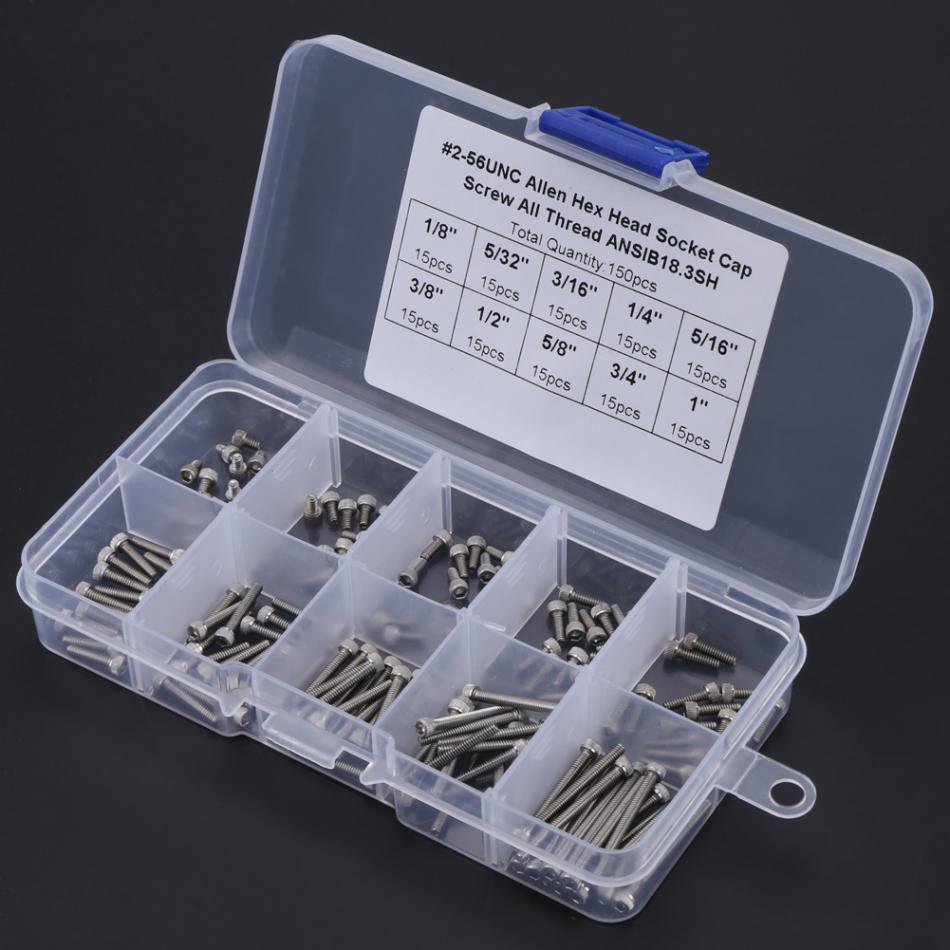 150PCS 9 Sizes Wood Screws Hex Socket Cap Head Scr... – Vicedeal