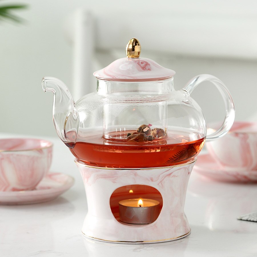 Glass Teapot With Ceramic Teapot Base Marble Tea P... – Grandado