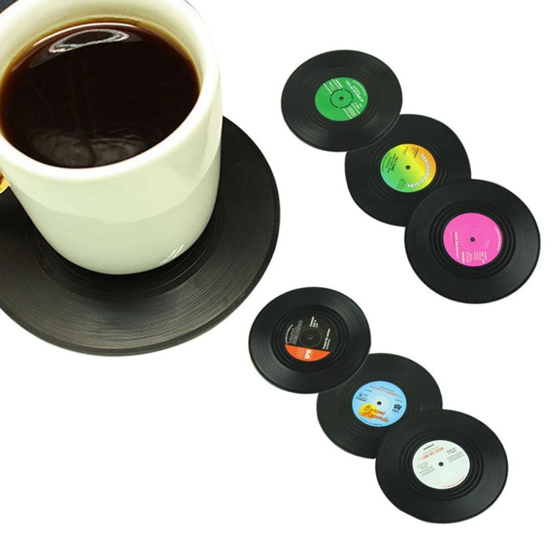 6pieces / Set Spinning Retro Vinyl Disc Drink Coas... – Vicedeal