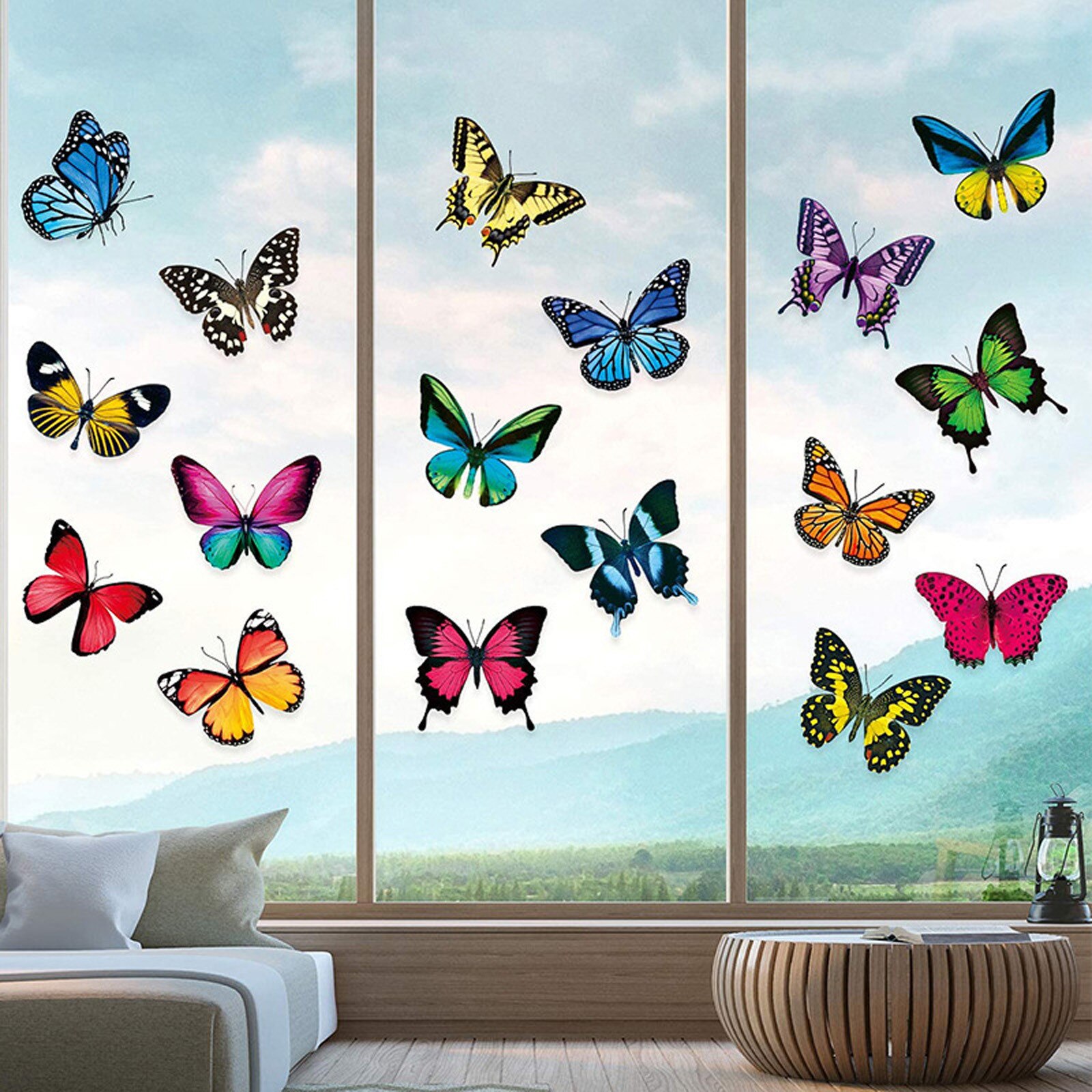 Large Beautiful Colourful Butterflies Cling Window... – Grandado