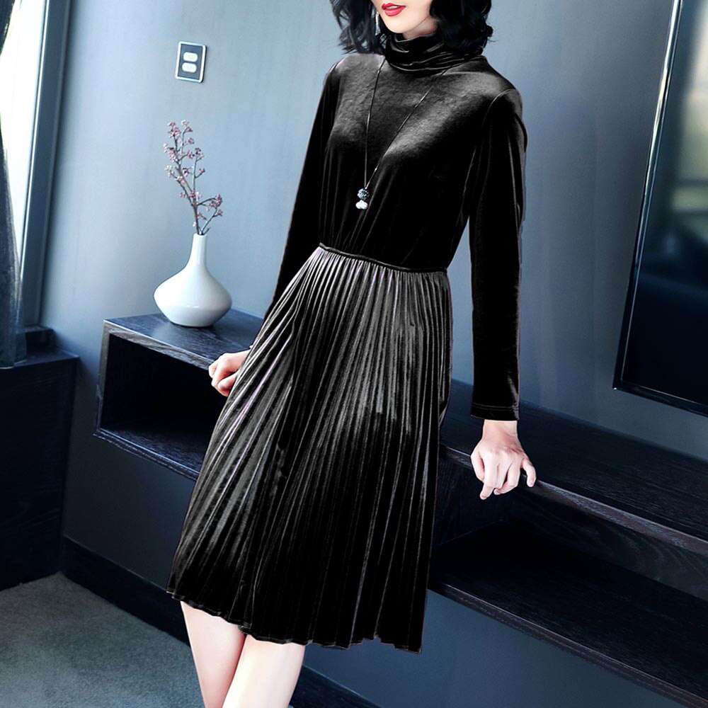 Nice-forever Winter Women Vintage Velvet Dresses B... – Grandado