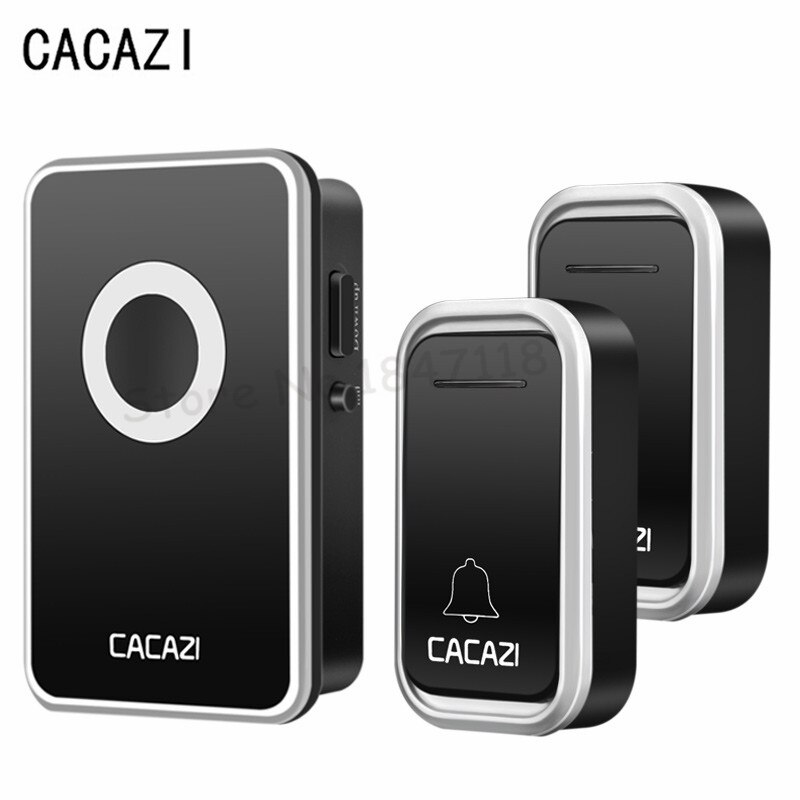 CACAZI Black Wireless Doorbell EU Plug-in Waterpro... – Vicedeal