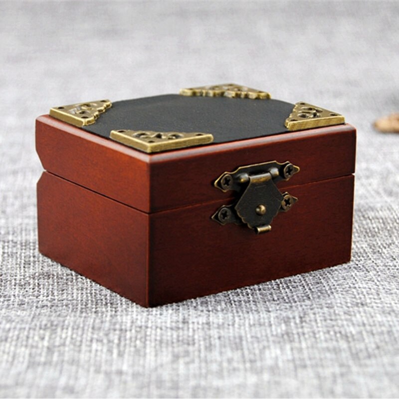 Vintage wooden classical music box year's leather ... – Grandado