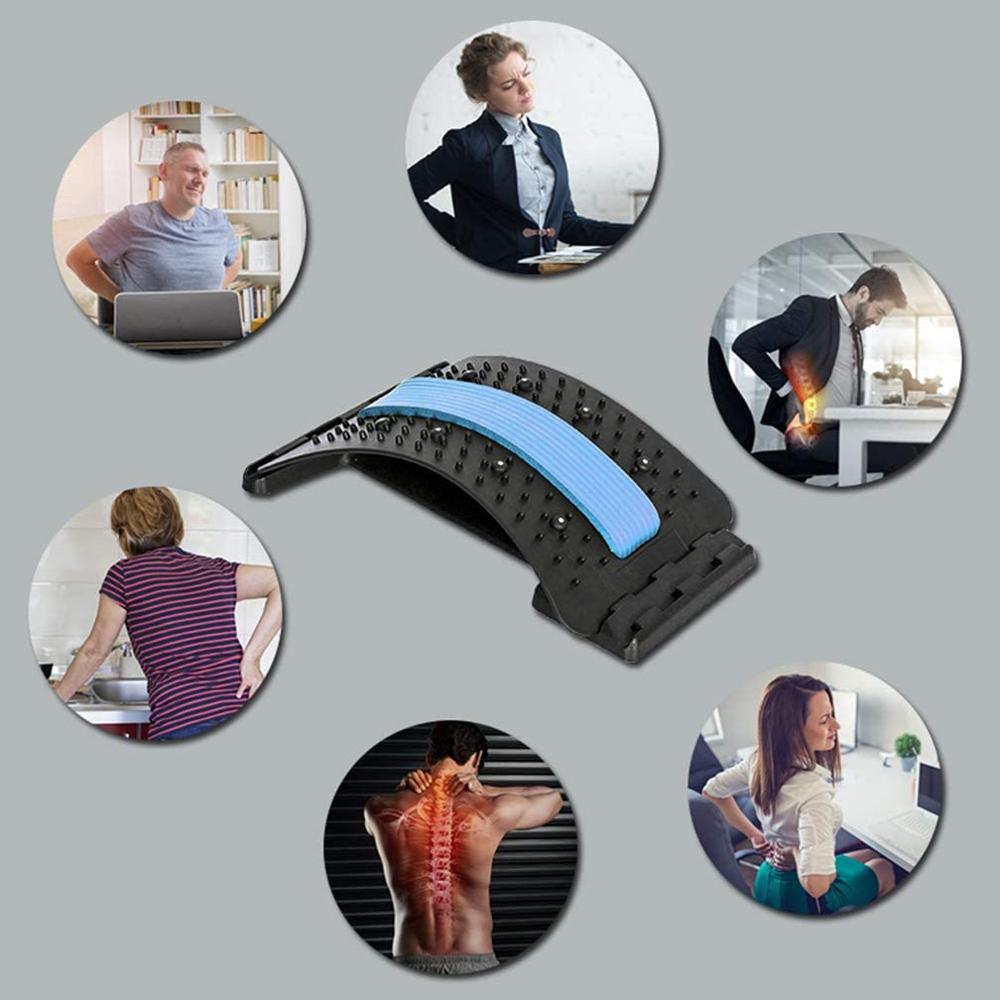 Adjustable lumbar traction back stretcher with mag... – Grandado