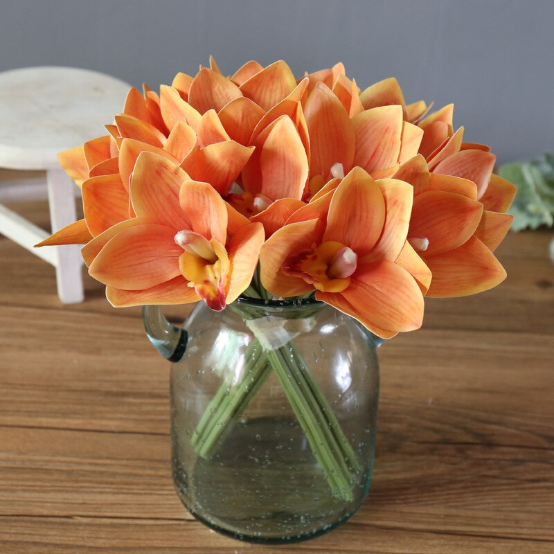6 heads 23cm orchid bunch table flower – Vicedeal