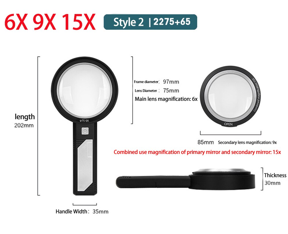 Handheld Magnifying Glass With 8 Led Lights, 5X 10... – Vicedeal