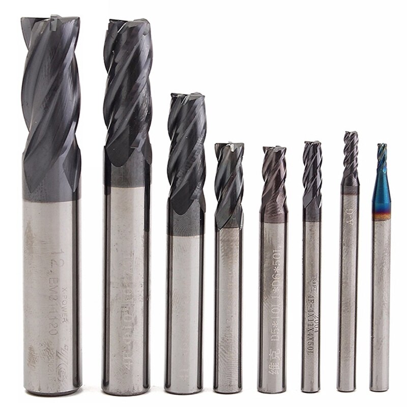 8 Stuks 4-Slot Carbide End Mill Set Wolfraam Staal... – Grandado