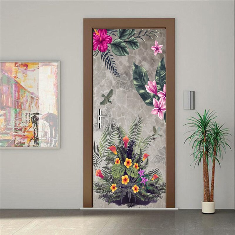 3D Wall Door Sticker Modern Art Green Watercolor P... – Grandado