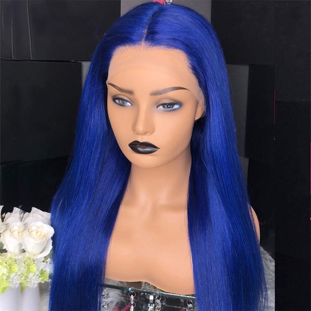 DLME Long Straight Light Blue Frontal Lace Wig Wit... – Vicedeal