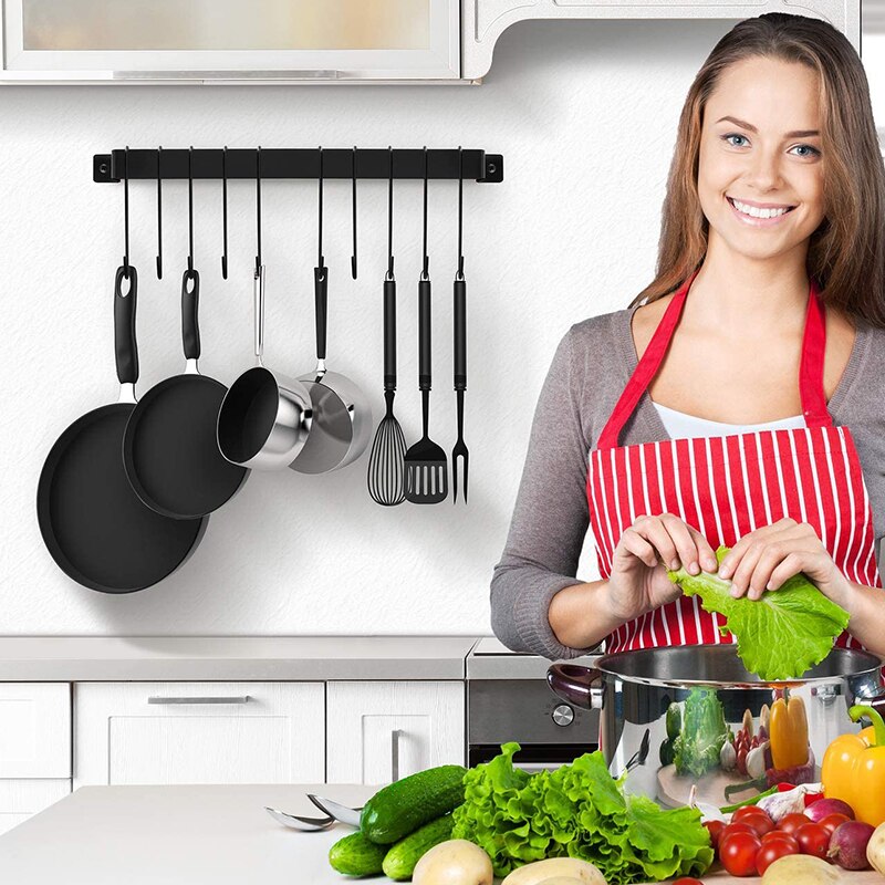 Kitchen Pot Pan Hanger Wall Mounted Rail Rack with... – Vicedeal