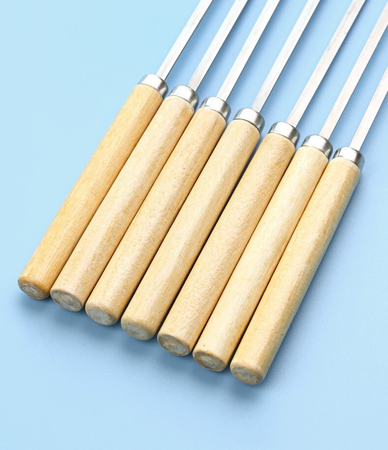 SS BBQ Sticks with Wooden Handle Barbecue Heat Ins... – Vicedeal