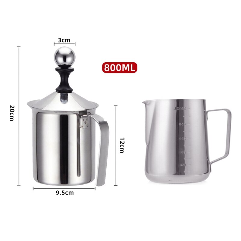 Manuelle Milchaufschäumer Set 800Ml, Edelstahl Dop... – Vicedeal