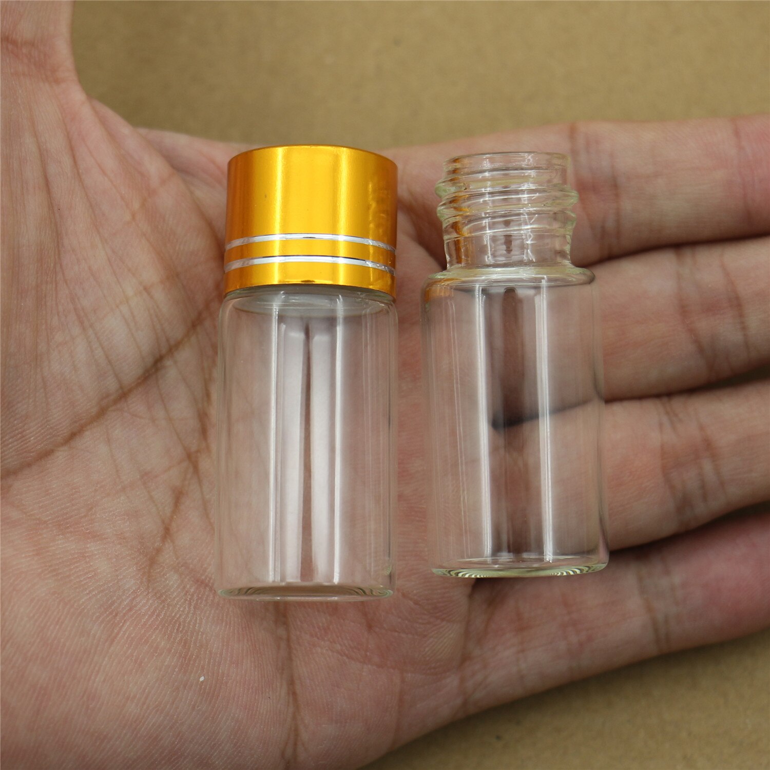 100PCS/lot 22*50mm 10ml Glass Jars Golden Plastic ... – Grandado