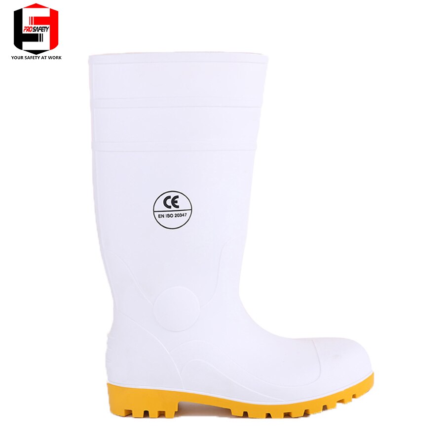 PRO SAFETY PVC Steel Head Rain Boots White Chemica... – Grandado