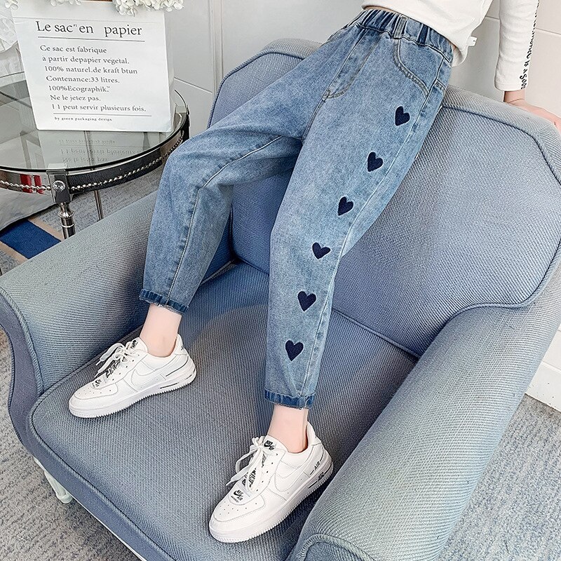 Children's Denim Trousers Teenage Girl Elastic Mid... – Vicedeal