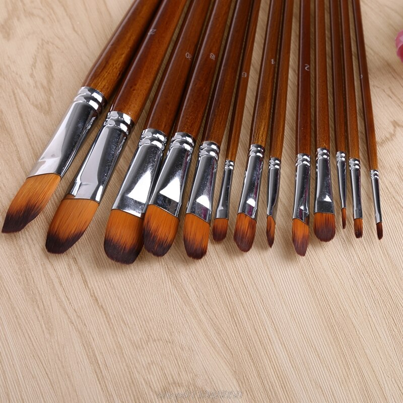 13 st konstnär pensel set nylon hår akvarell oljem... – Grandado