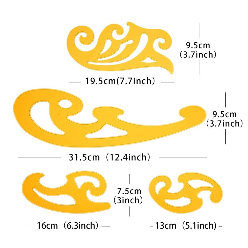 -6 Pieces French Curve and Template Ruler Set Draw... – Grandado