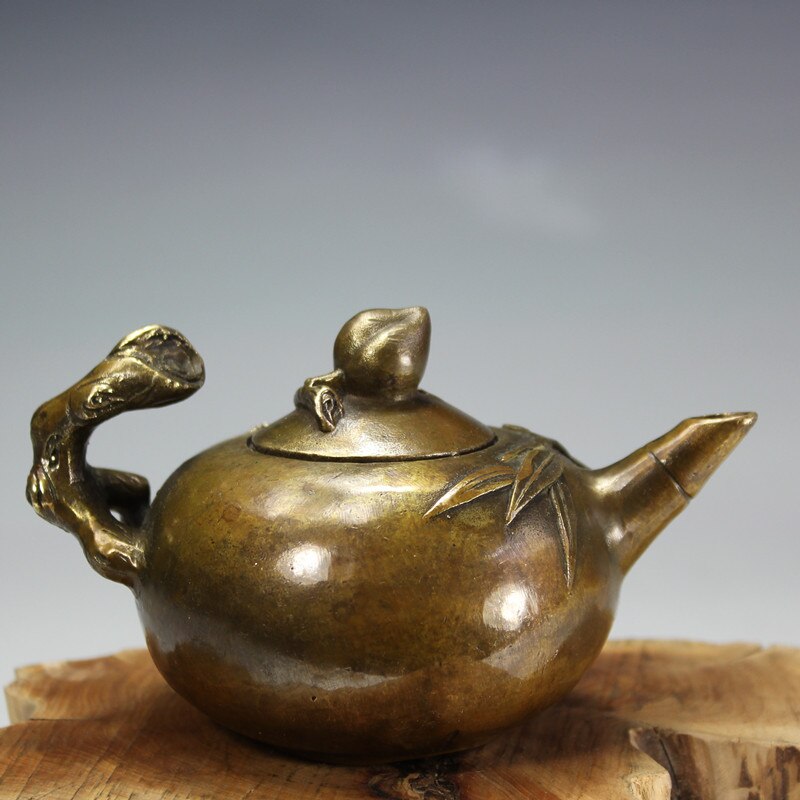 Antique brass copper patina shelf tea kettle Wenwa... – Grandado