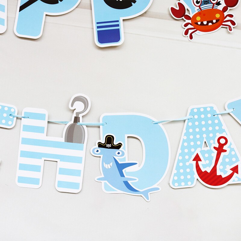 28x13CM Pirate Ship Happy Birthday Glitter Paper L... – Grandado