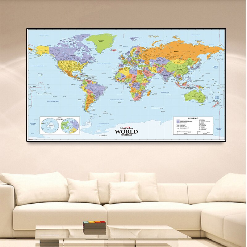 The World Political Map 90*60cm vintage decor Wall... – Grandado