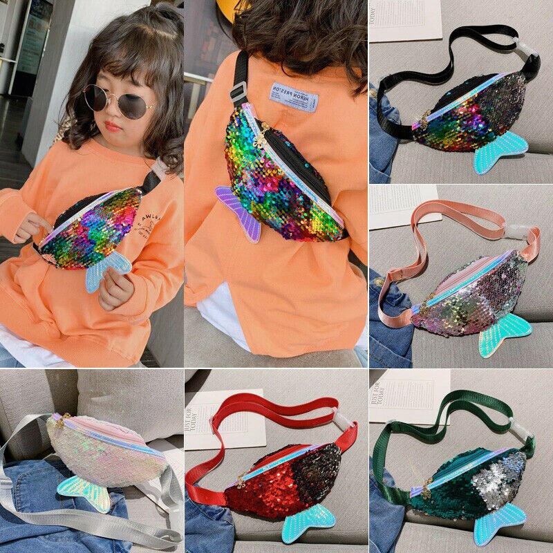 Children Girls Sequin Waist Bags Chest Bag Mobile ... – Grandado