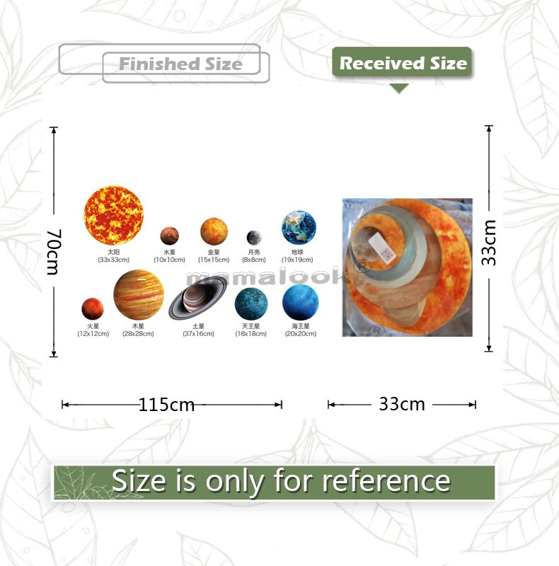 10 Pcs Planets Wall Stickers PVC Luminous Solar Sy... – Grandado