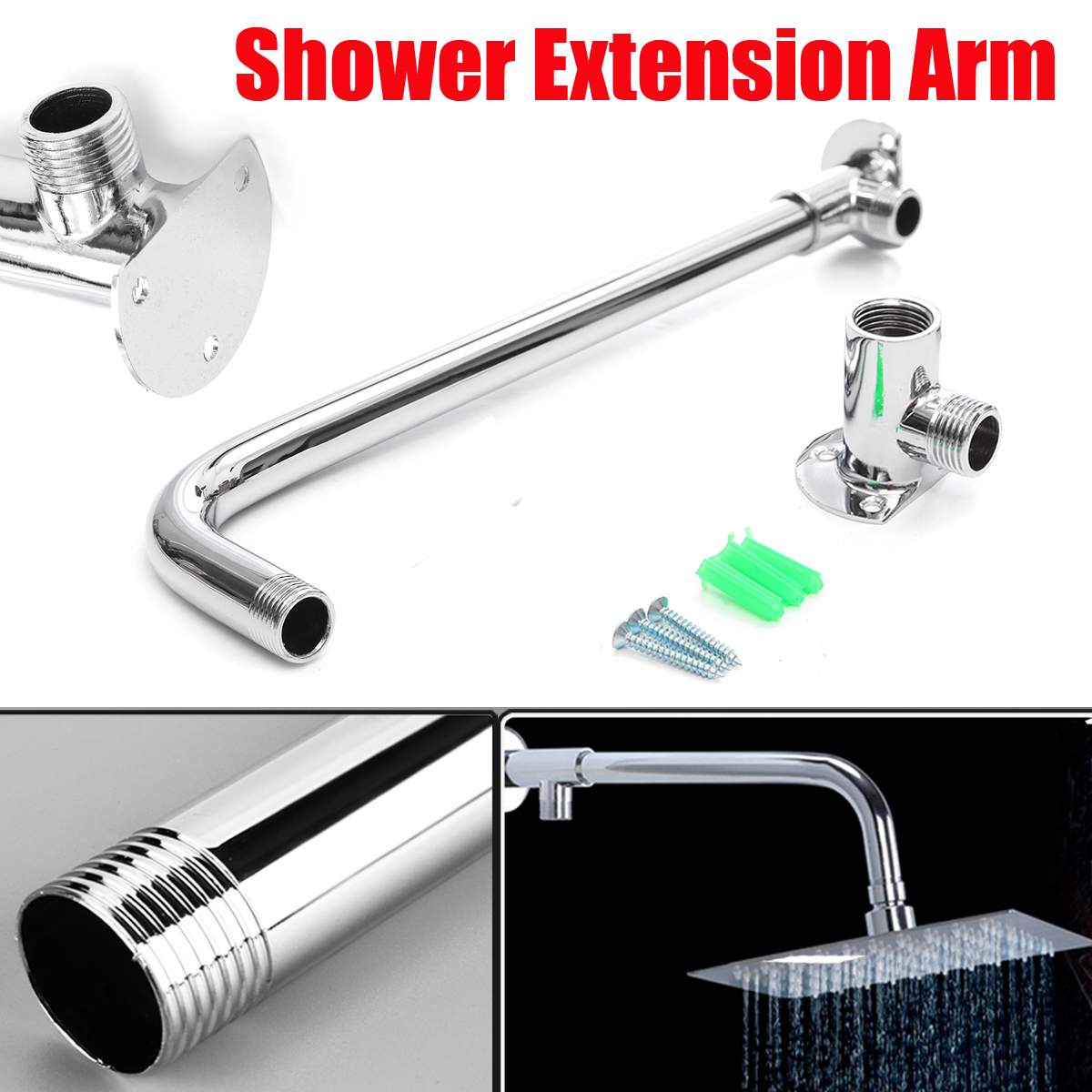 31cm Bathroom Chrome Wall Mounted Shower Extension... – Vicedeal