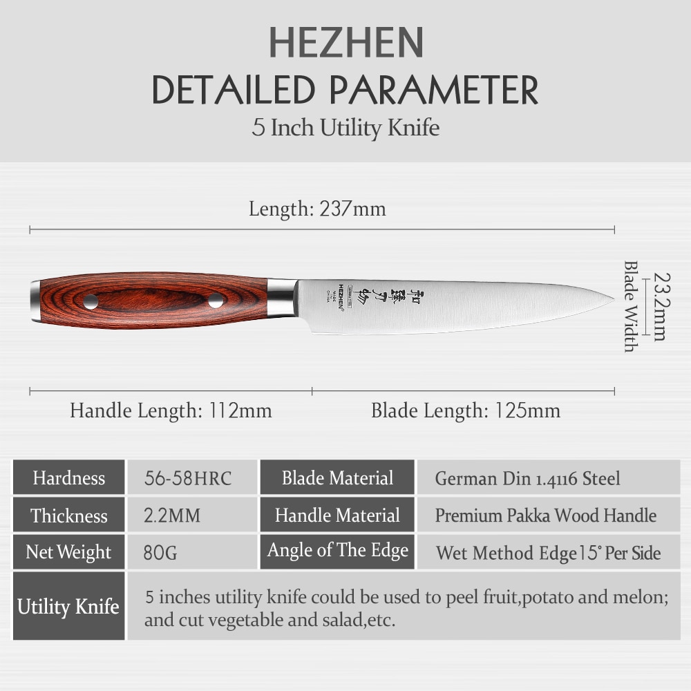 HEZHEN 5 Inches Utility Kitchen Knives Stainless S... – Grandado