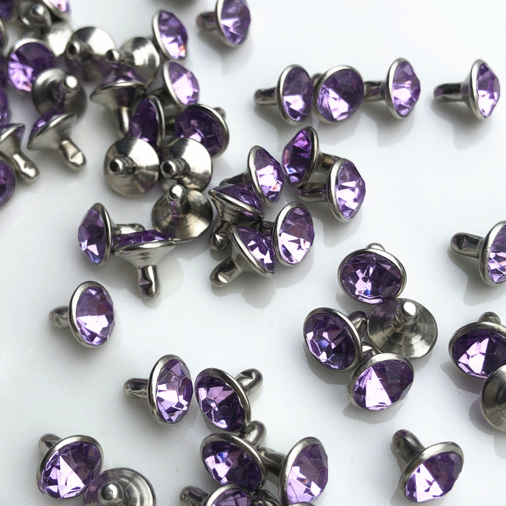 100Sets 8mm Acrylic Light Violet Crystals Rhinesto... – Grandado
