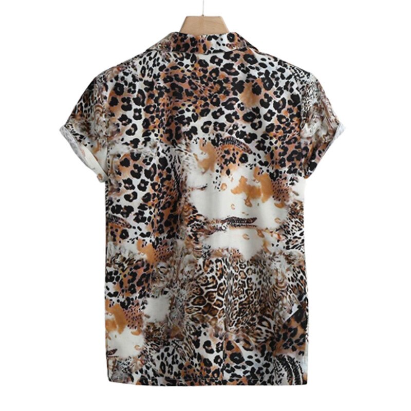 Summer Leopard Print Men Short Sleeve Shirt Male S... – Grandado