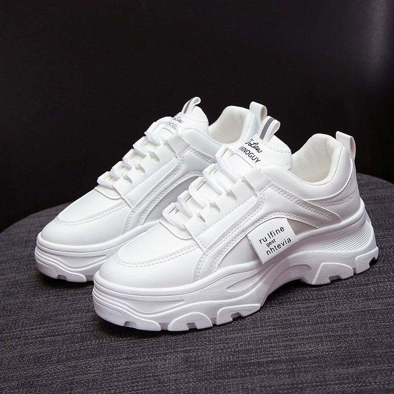 Women Thick Bottom Sports Shoes Women PU Leather S... – Vicedeal