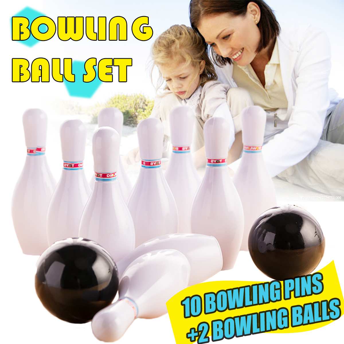 12PCS Kids Bowling Play Set 10 Bowling Pins + 2 Bo... – Grandado