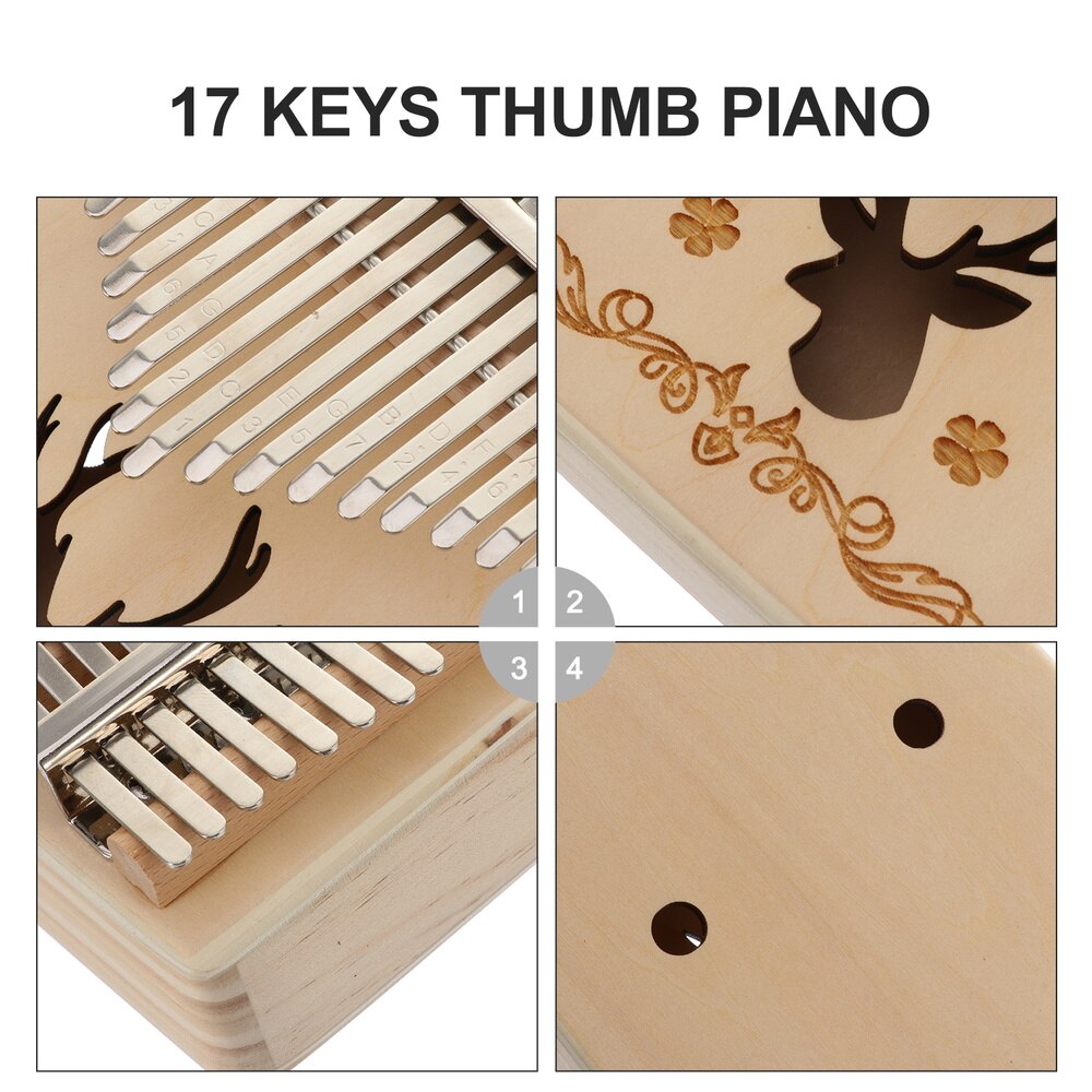 1 Set Kalimba Durable Portable 17 Keys Musical Instrument Thumb Piano ...