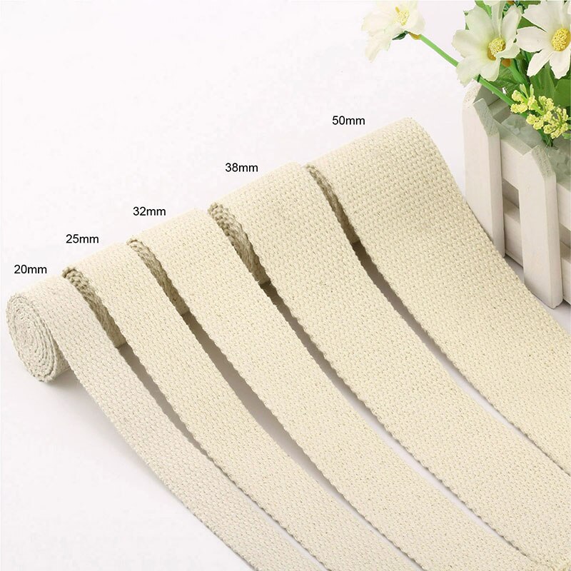 50 Yards 100% Cotton Webbing Beige Natural Color 2... – Vicedeal
