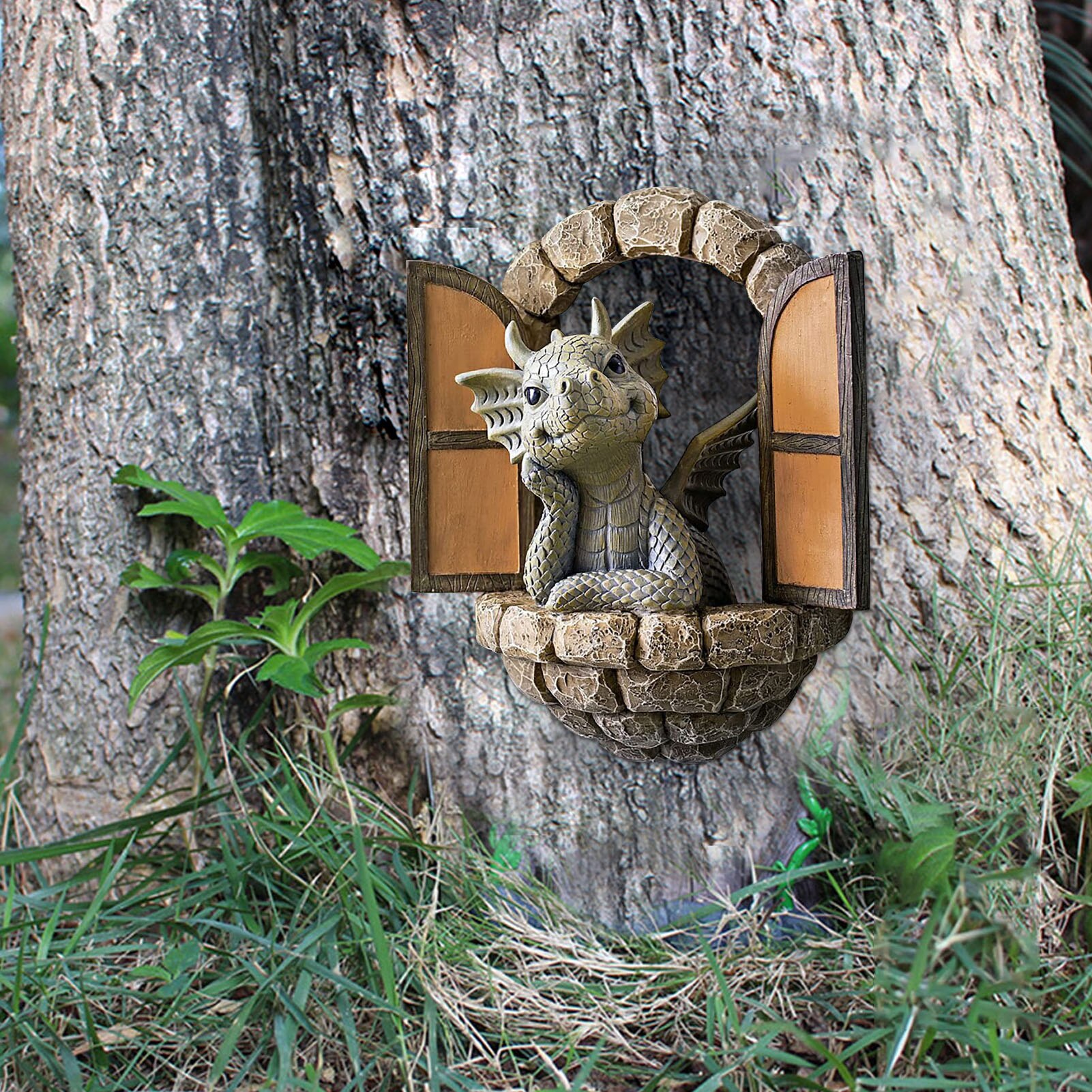 Garden Resin Dragon Sculpture Garden Courtyard Sta... – Grandado