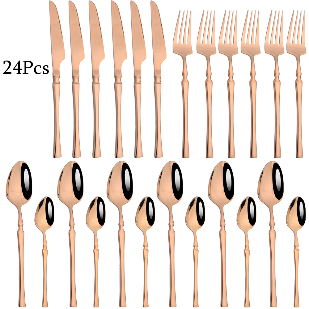 24Pcs Rainbow Cutlery Set Mirror 304 Stainless Ste... – Grandado