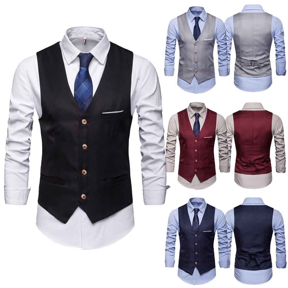 Men Formal Business Slim Fit Work Party Dress Vest... – Vicedeal